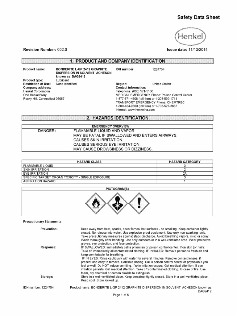 Bonderite L-GP 2412 Graphite SDS | PDF