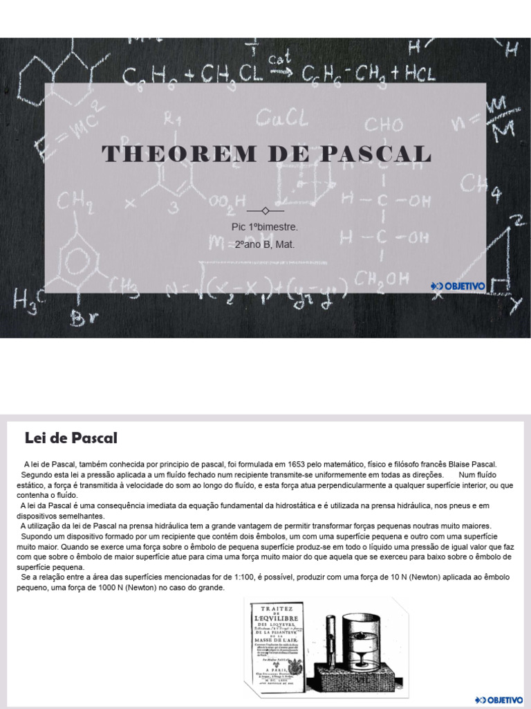 Teorema de Pascal | PDF | Pressão | Força