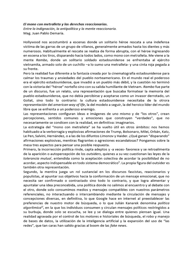 El Mono Con Metralleta y Las Derechas Reaccionarias | PDF | Fascismo ...