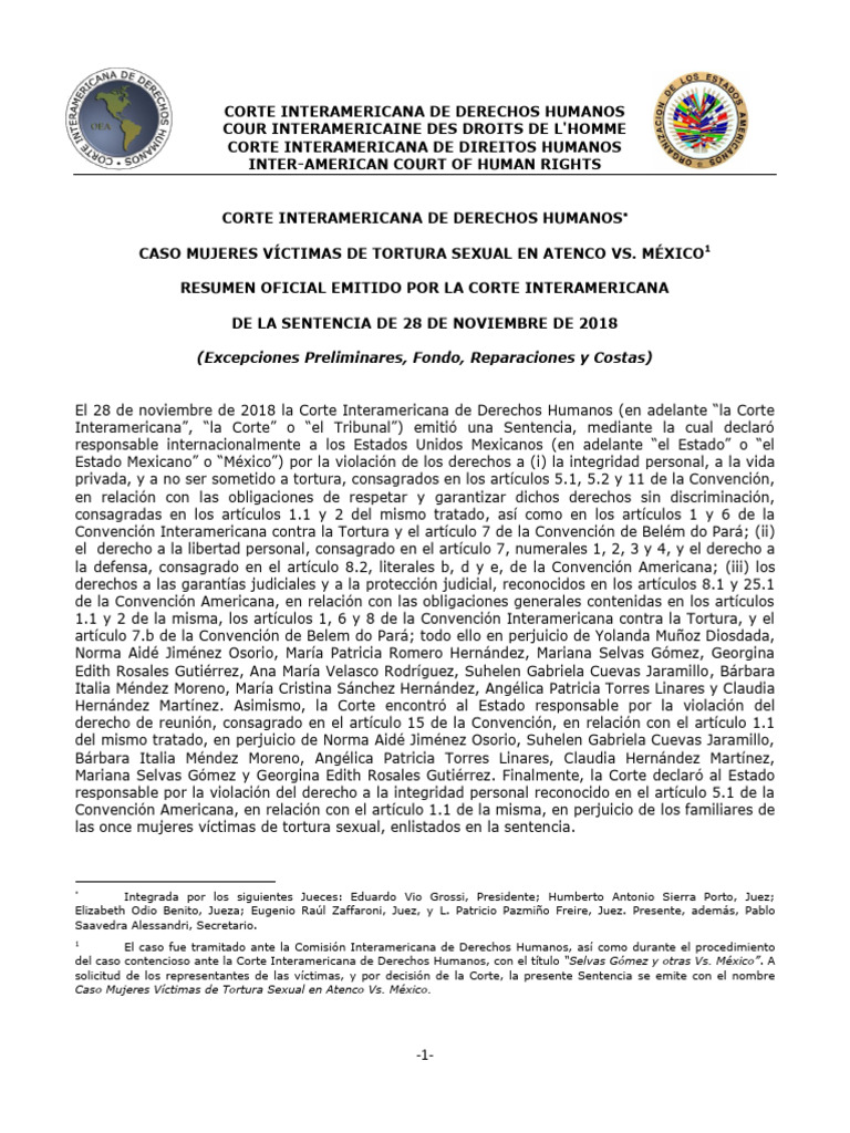 El Caso de Atenco | PDF | Convenio europeo de derechos humanos | Violación