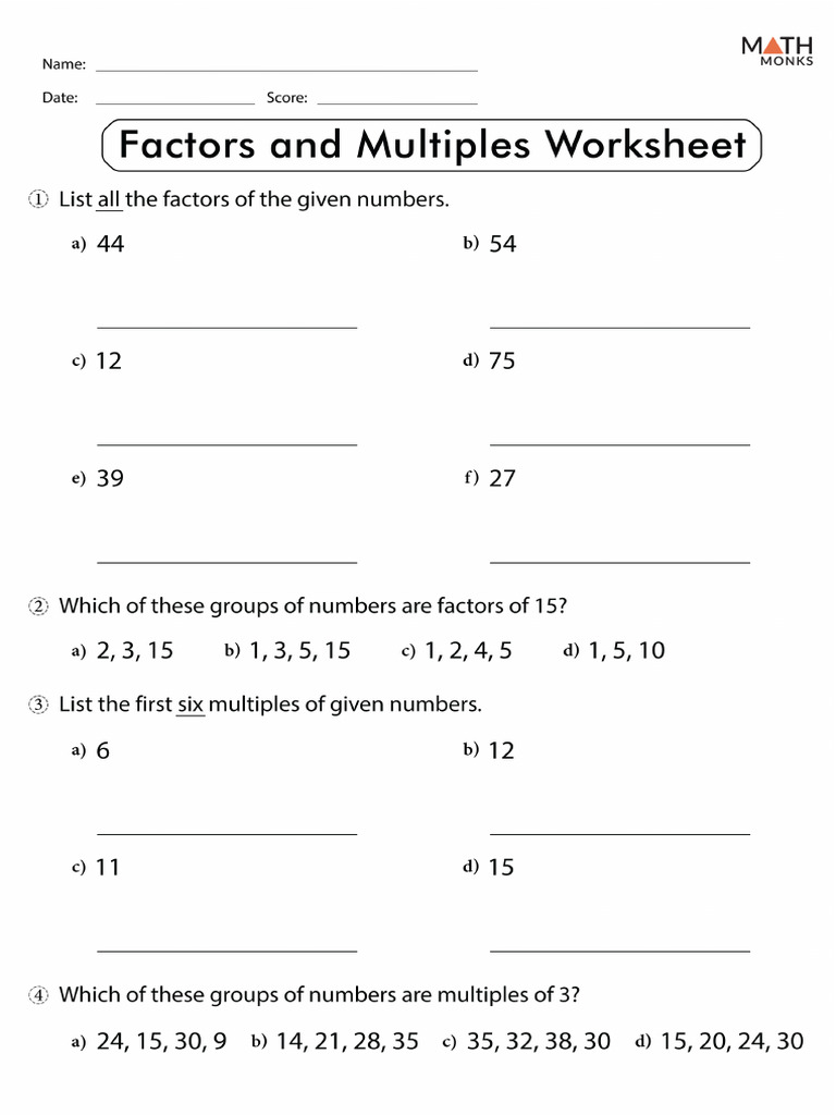 Factors-and-Multiples-Worksheets-Grade-6 | PDF