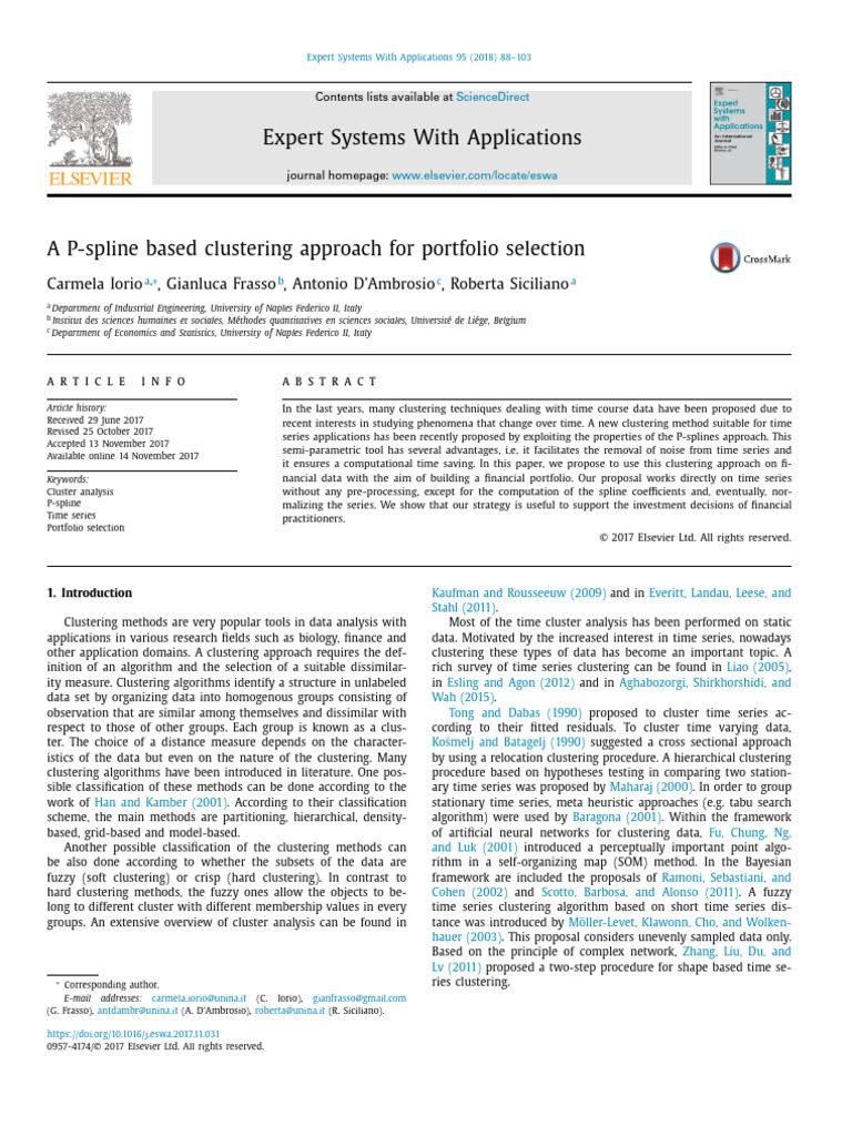 P-Spline Clustering for Financial Portfolios | PDF | Modern Portfolio ...
