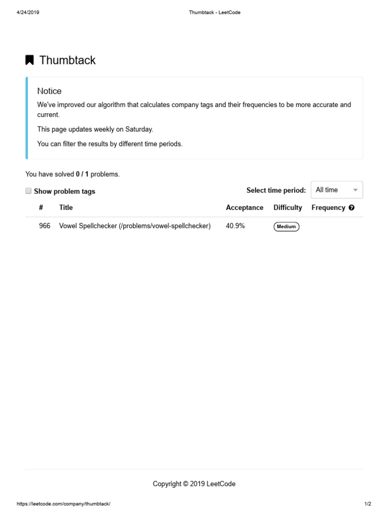 Thumbtack - LeetCode | PDF