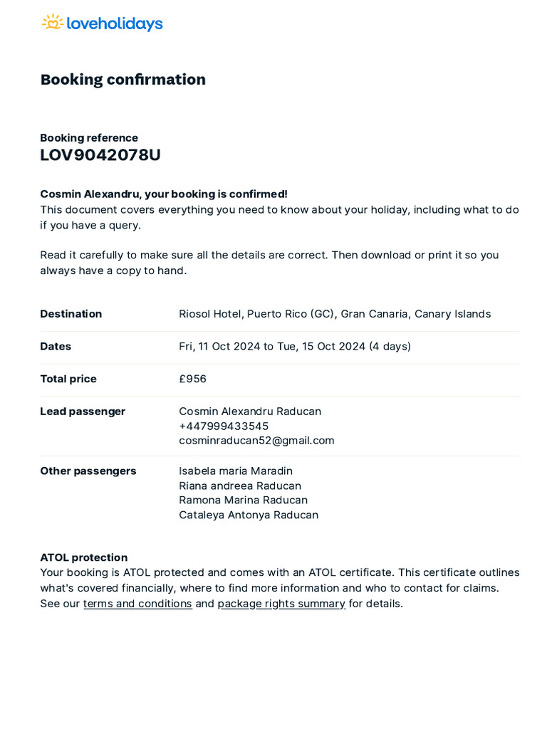 Booking Confirmation 2 | PDF | Fee | Travel Visa