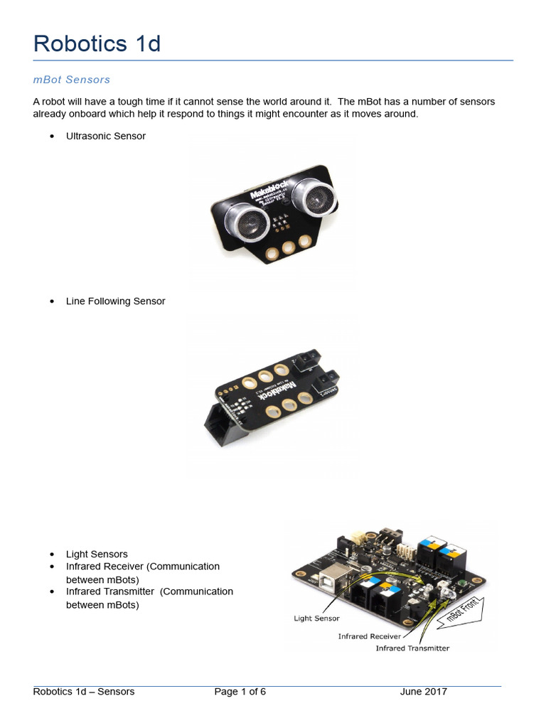 Robotics1d-mBot_Sensors | PDF | Ultrasound | Sensor