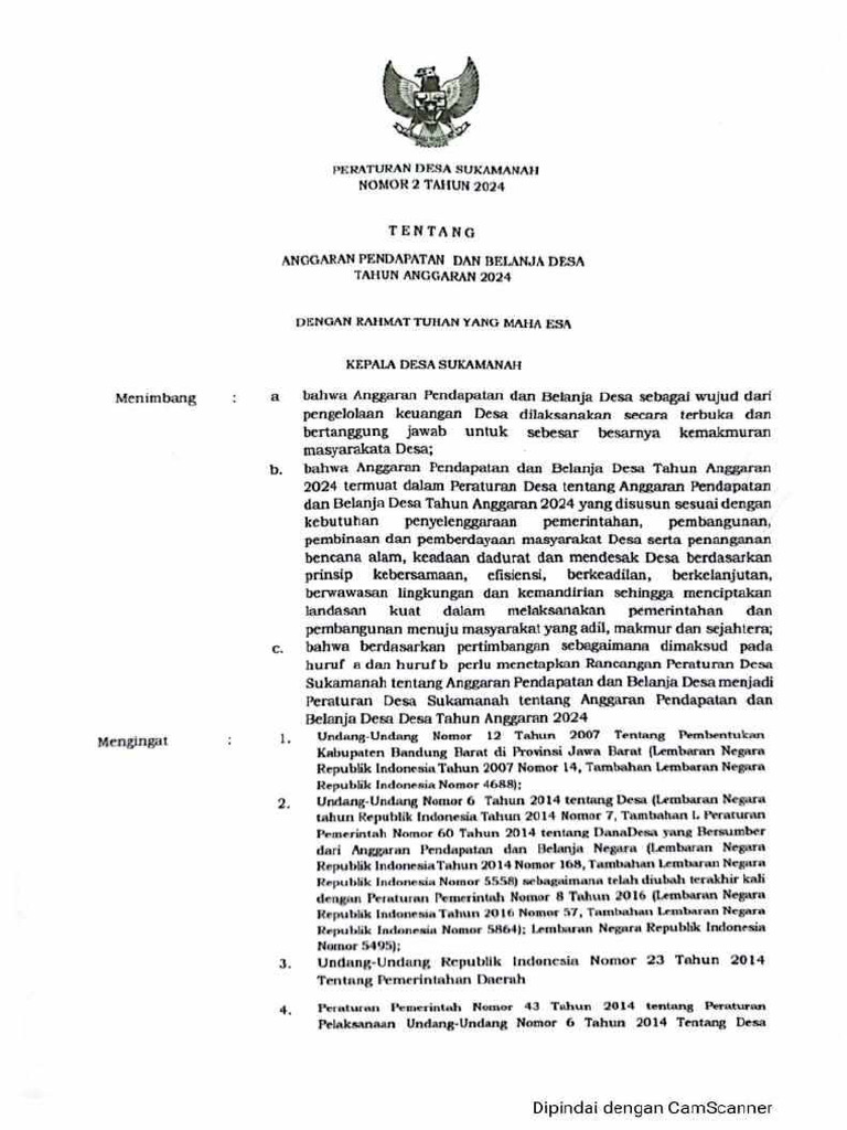 Perdes APBDes TA 2024 Fik | PDF