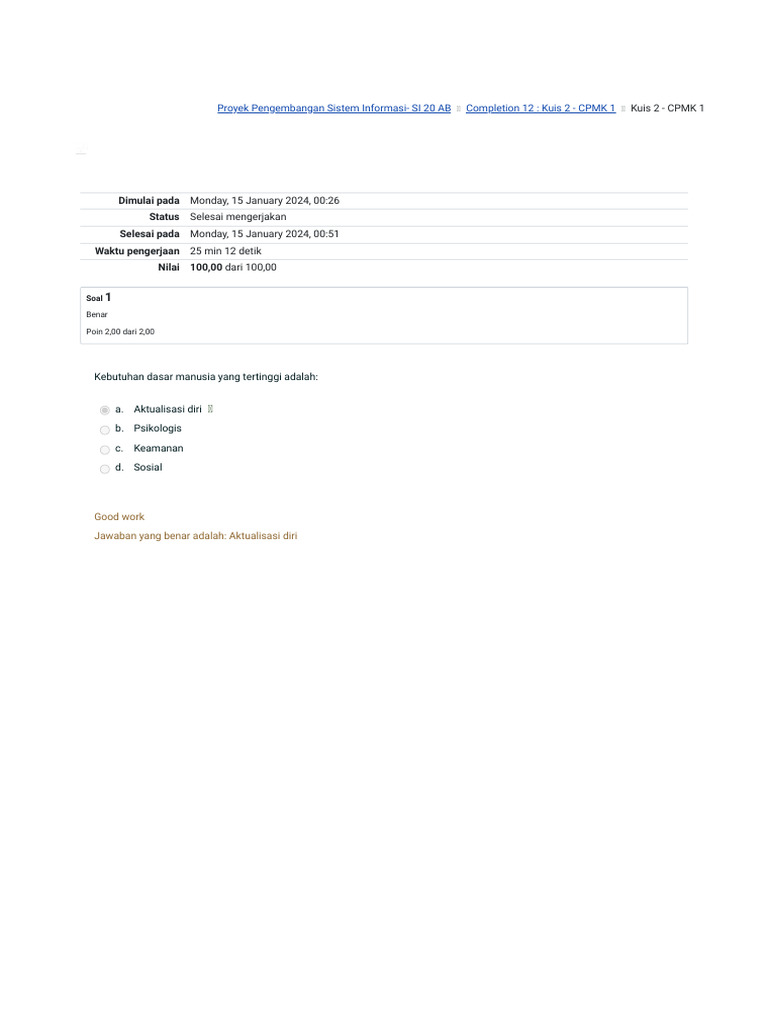 Kuis 2 - CPMK 1_ Reviu pengerjaan kuis (halaman 1 dari 50) | PDF