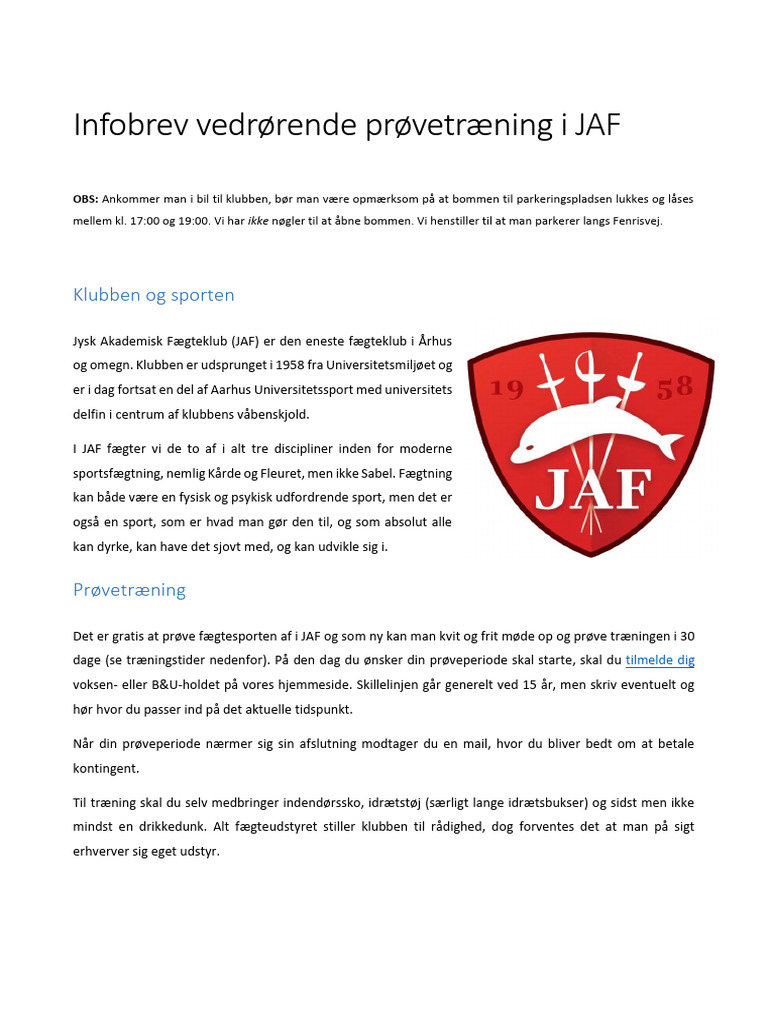 JAF-prøvetræning-infobrev-2 | PDF