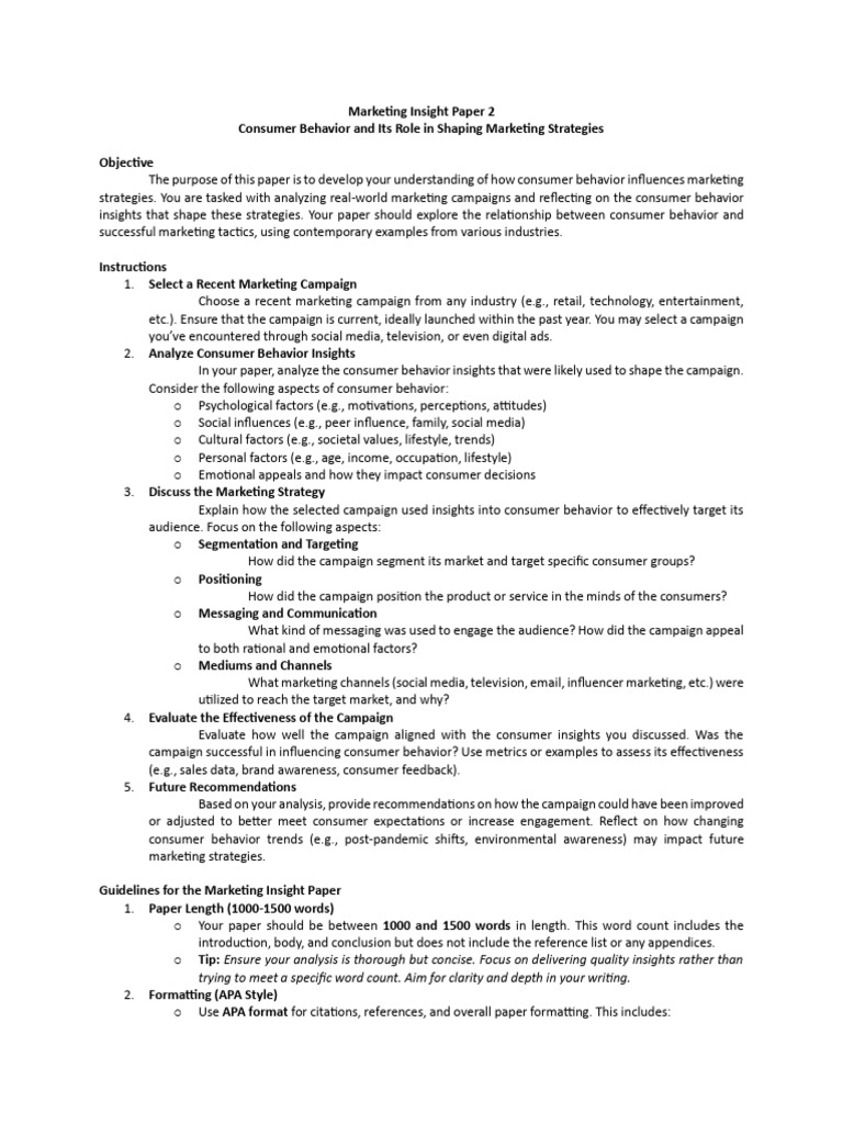 Marketing Insight Paper 2 | PDF | Consumer Behaviour | Marketing