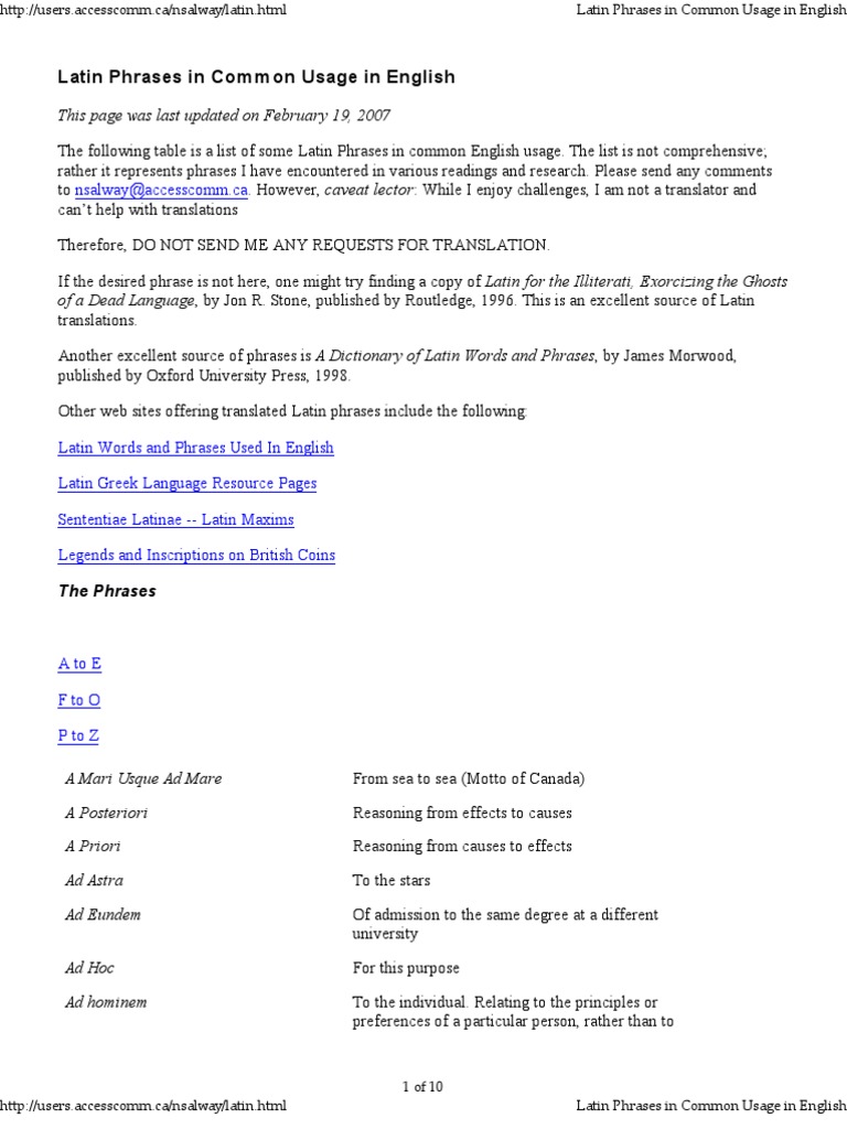 Common Latin Phrases in English | PDF | Latin