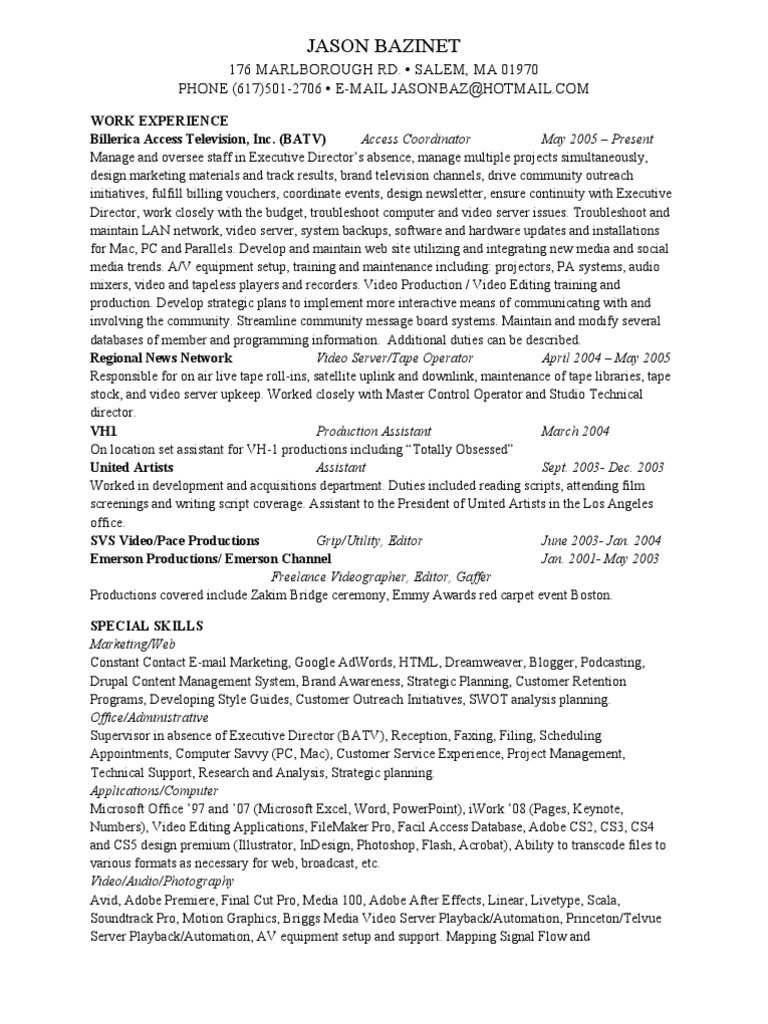 Jason Bazinet Resume | PDF | Digital Technology | Multimedia