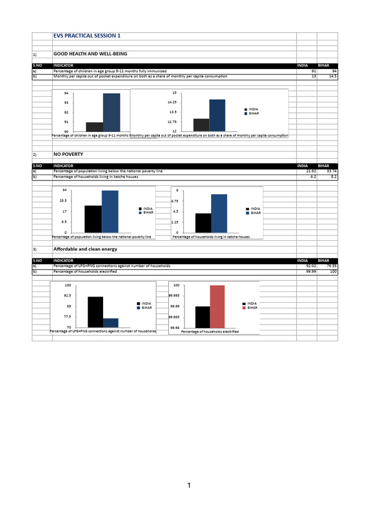 Prctical 1 Evs-Sheet1 | PDF | Standard Of Living | Poverty