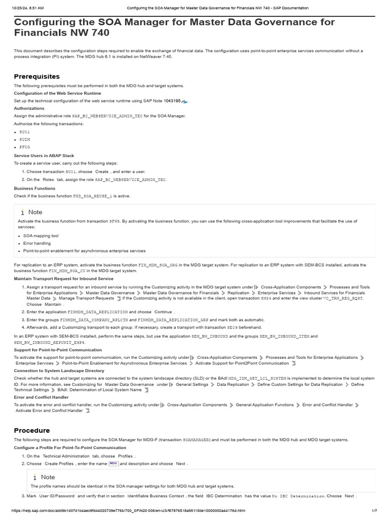 SOA Manager Configuration for MDG-F | PDF | Enterprise Resource ...