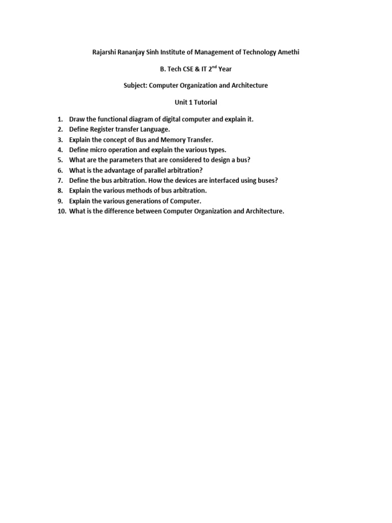 COA Part 2 Important Questions | PDF | Computer Data Storage | Random Access Memory