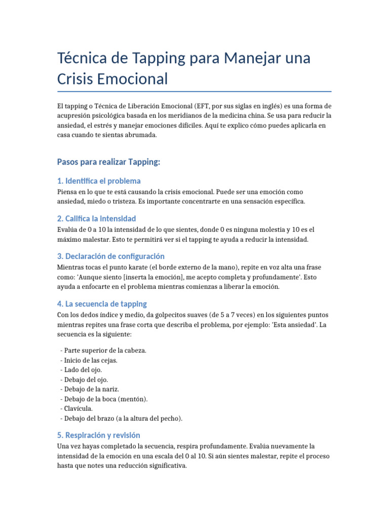 Tecnica_Tapping_Crisis_Emocional | PDF