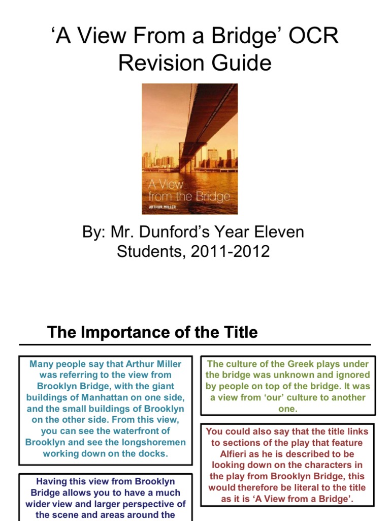 A View From A Bridge' Revision Guide For OCR Exam | PDF | Tragedy