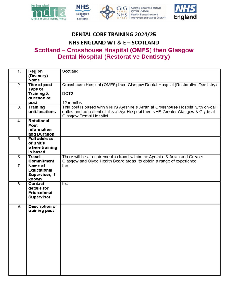 dct2-crosshouse-hospital-then-glasgow-dental-hospital-omfs-then-restorative | PDF | Oral And ...
