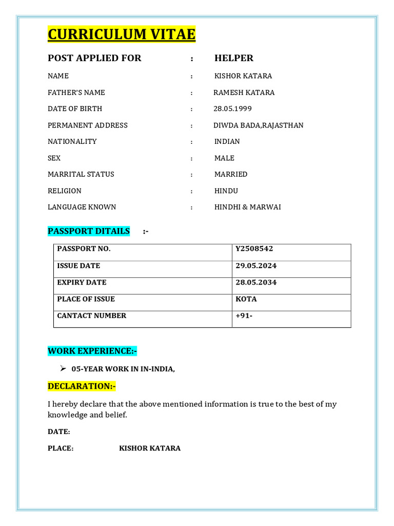 KISHOR KATARA CV-Y2508542-HELPER (2 Files Merged) | PDF