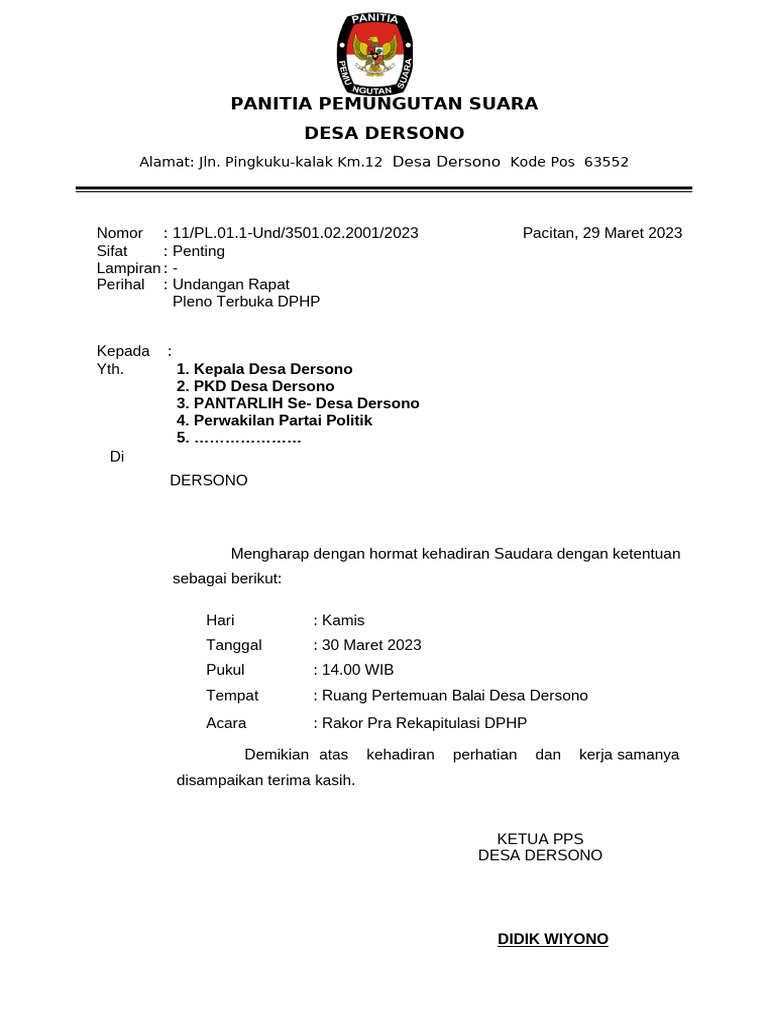 Undangan Rakor Pra Dphp | PDF