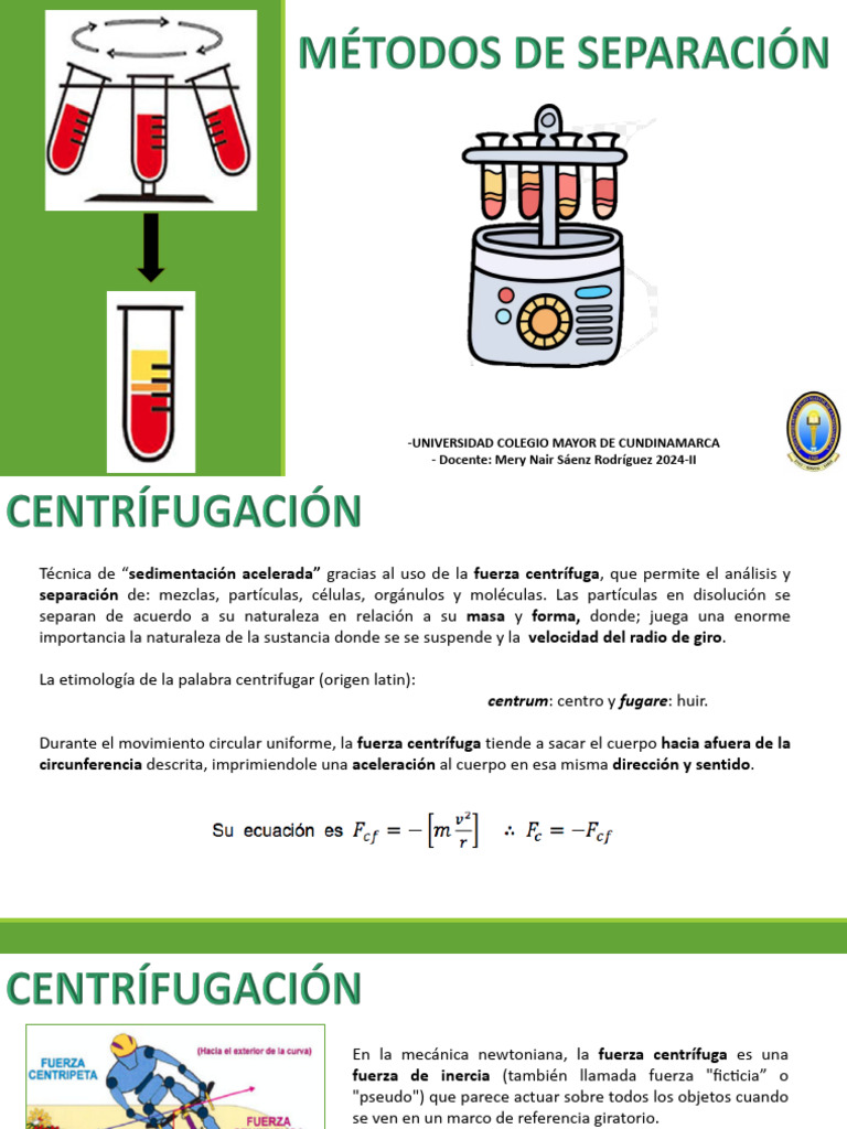 P - 4 - Separación - Centrifugación | PDF | Centrífugo | Fuerza