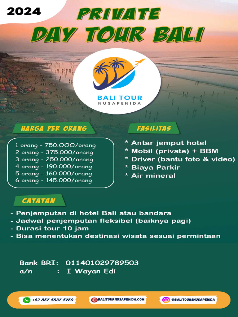 Price List Day Tour Bali (Tour Harian) PDF | PDF