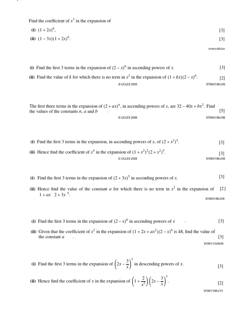 B1 Binomial Type QP (1) | PDF | Equations | Mathematical Concepts