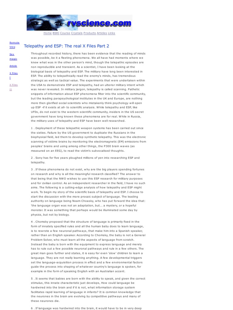 Remote Viewing - Part 4 - Telepathy and ESP - The Real X Files Part 2 ...