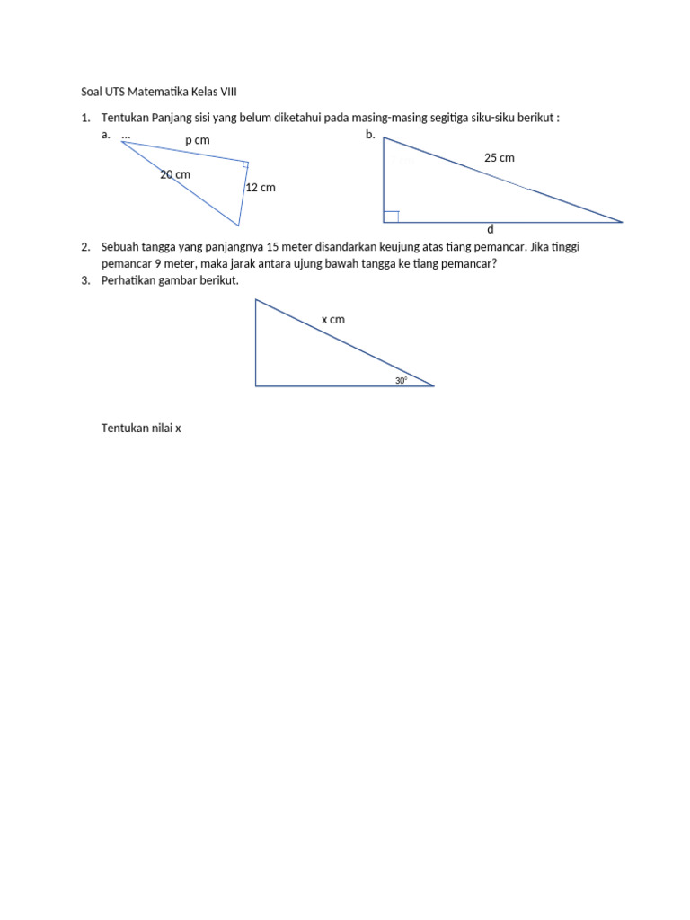 Soal UTS Matematika Kelas VIII dan IX | PDF