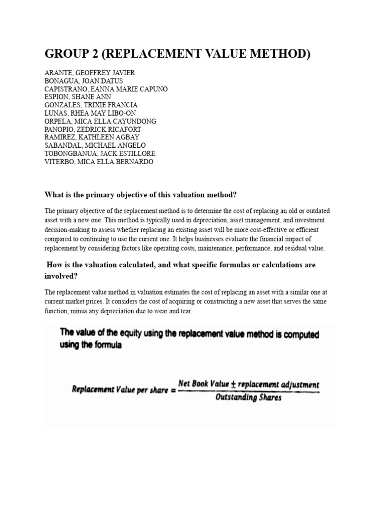 Group 2 Replacement Value Method | PDF | Valuation (Finance) | Depreciation