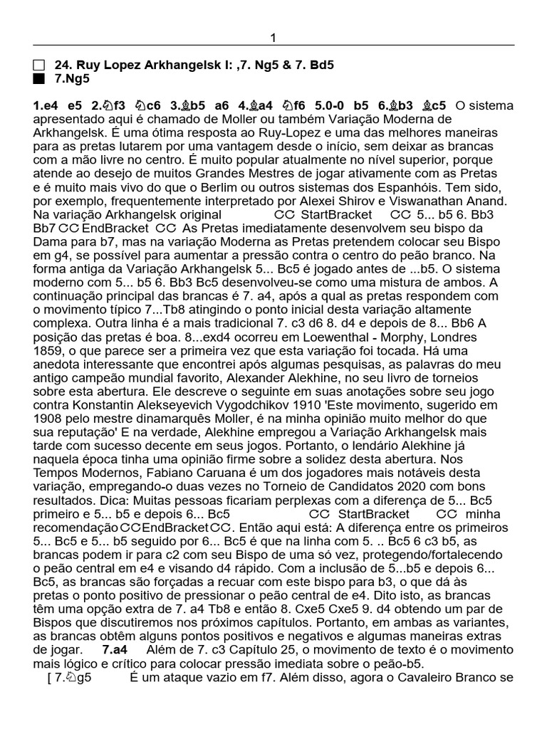 Ruy Lopes Part 2 Arkangelsk | PDF | Jogos de tabuleiro | Teoria do Xadrez
