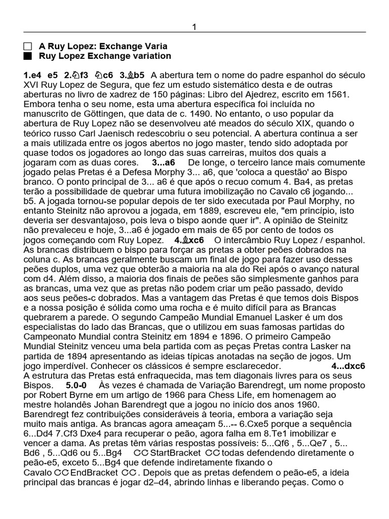 Estratégias da Abertura Ruy Lopez | PDF | Aberturas (xadrez) | Jogos ...