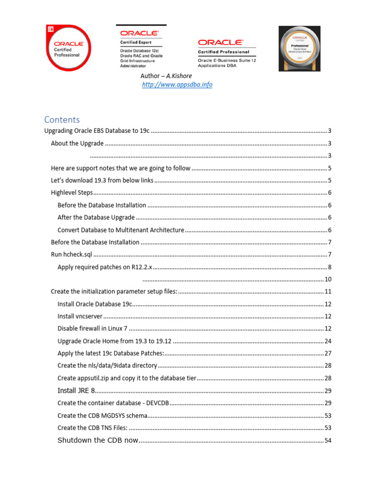 3.1 Upgrading Oracle EBS Database to 19c_7 | PDF | Databases | Database Schema