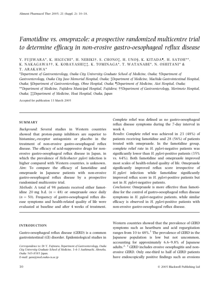 Famotidine vs. Omeprazole in GERD Study | PDF | Gastroesophageal Reflux ...