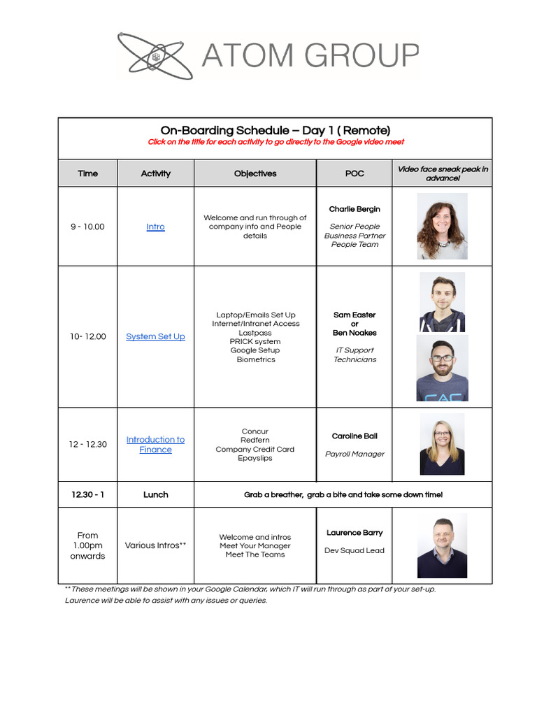 Stephen Adam - Atom Group Remote Induction Schedule - 10th May 2021 | PDF | Cyberspace | Computing