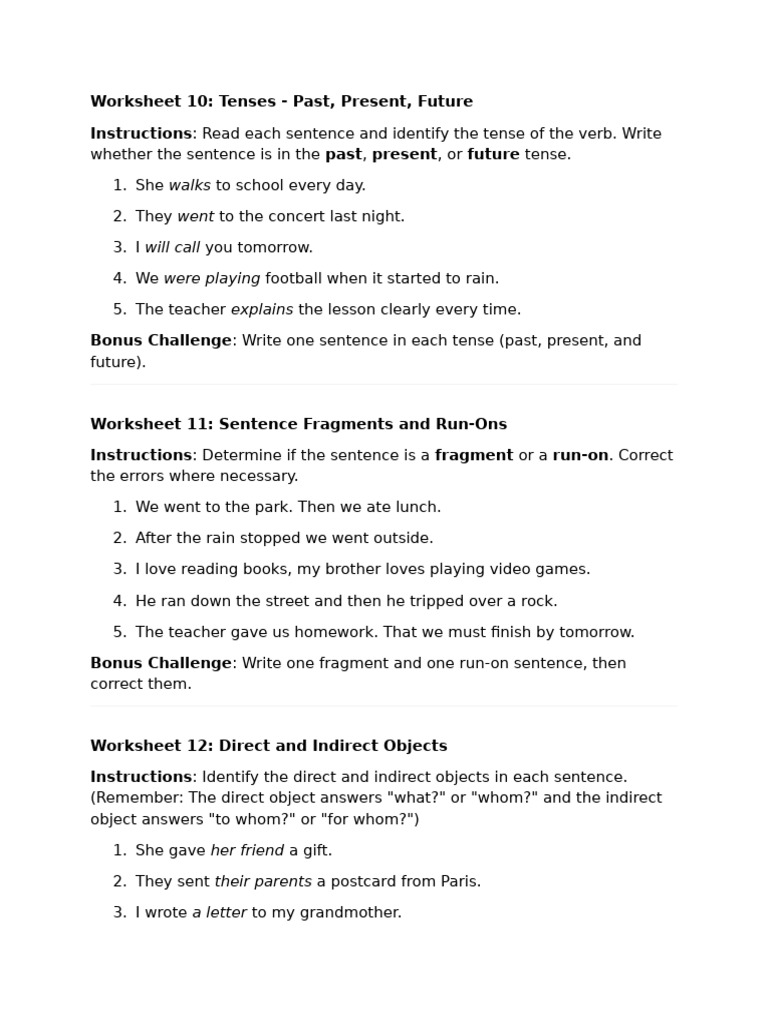 Analyzing Verb Tenses and Sentence Structure | PDF