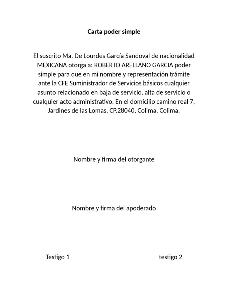 Carta Poder Simple | PDF