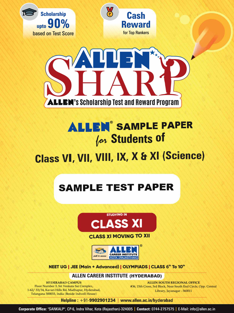 Sample Paper Class Xi | PDF | Gases | Momentum
