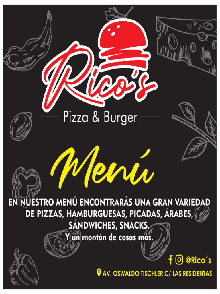 Menú Variado de Rico's | PDF | Tocino | Hamburguesas