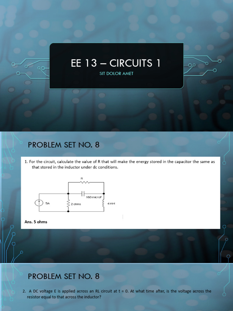 RL Circuit Problem Set Solutions | PDF