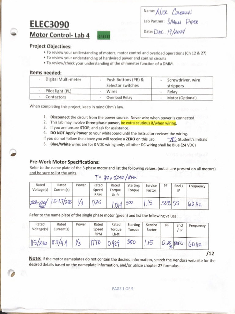 Motor Control -Lab4 | PDF