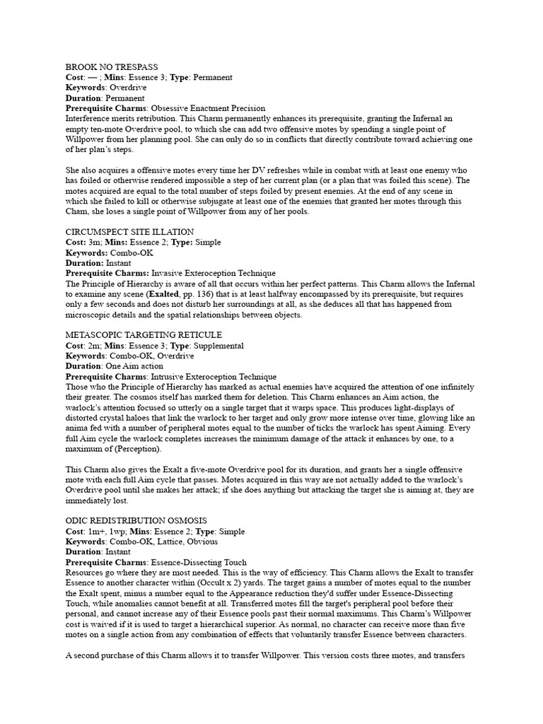 Enhancements for Infernal Charms | PDF