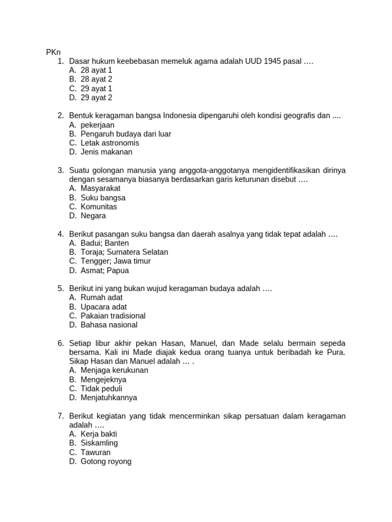 PTS Kelas 5 SD Tema 7 PKN Ind 2122 | PDF