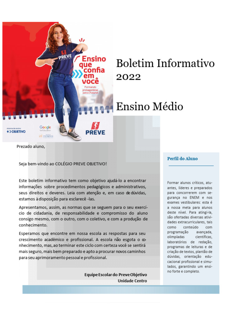 Boletim Informativo do Ensino Médio 2022 | PDF | Aprendizado | Pedagogia