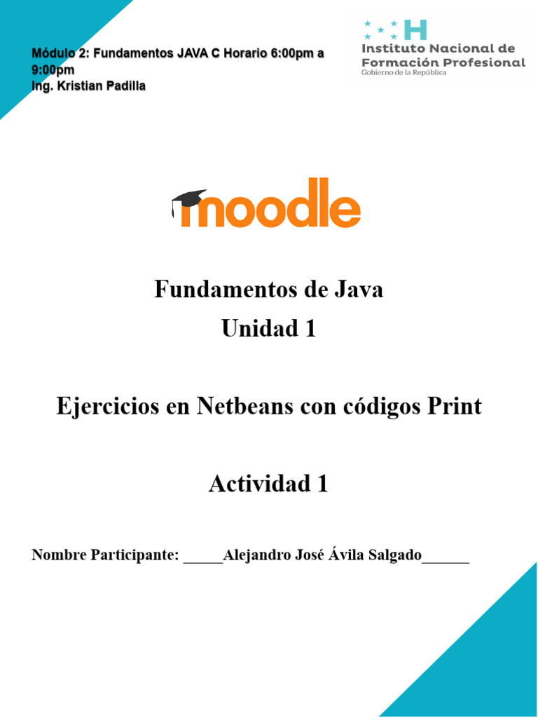 Actividad - #1 - Fundamentos - JAVA - Enunciados - Print - Alejandro - Avila | PDF