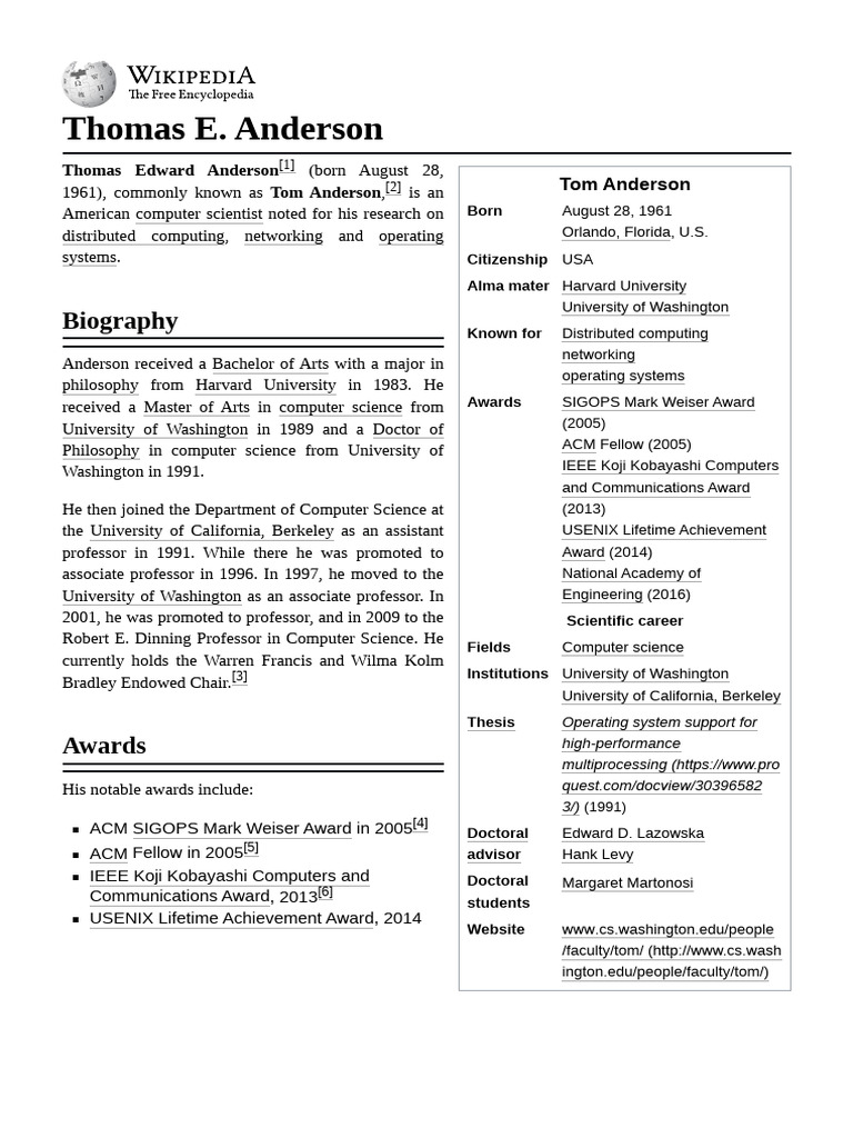 Thomas_E._Anderson | PDF | Association For Computing Machinery | Science