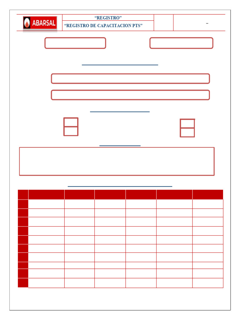 Registro de Capacitación PTS y Relator | PDF