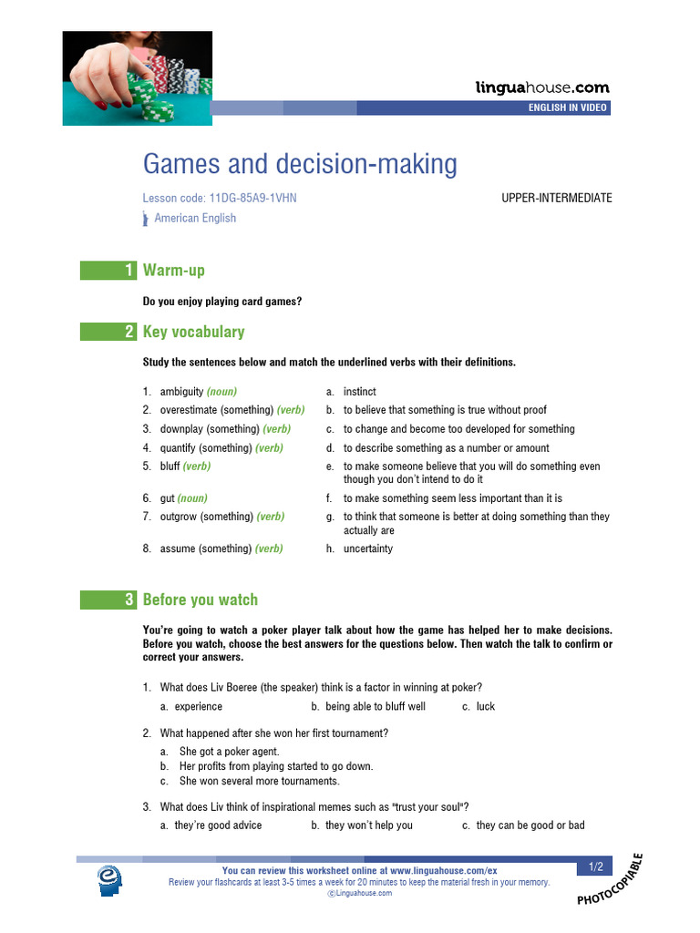 Decision-Making Lessons from Poker | PDF | Luck | Decision Making