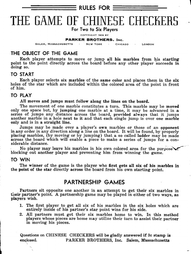 ChineseCheckers(1938) | PDF
