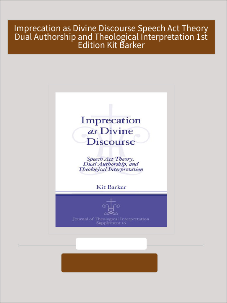 Ebooks File Imprecation As Divine Discourse Speech Act Theory Dual ...