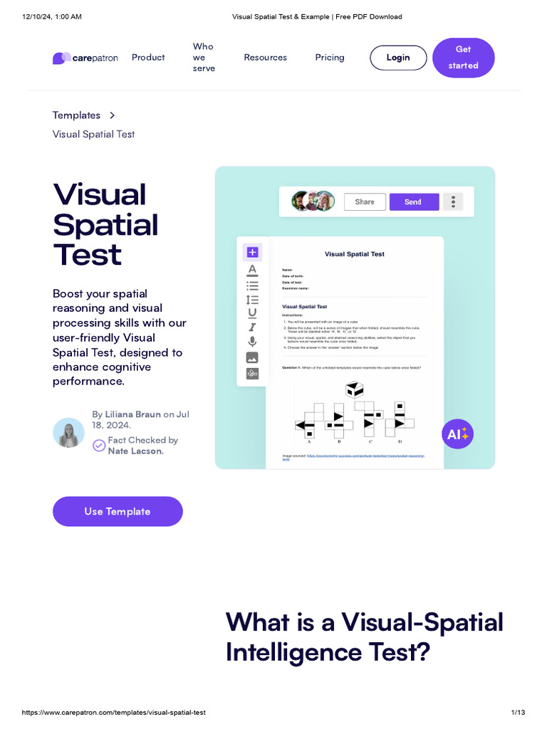 Visual Spatial Test & Example - Free PDF Download | PDF | Motivational ...